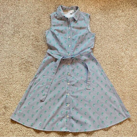 Chloe + Rene | Dresses | Chloe Rene Pinstripe Dress Small Blue White ...